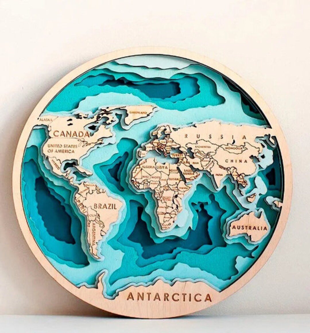Layered 3D World Map, World Map, Laser Cut World Map - Etsy
