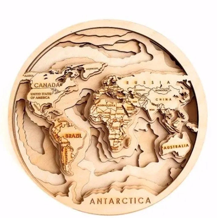 Layered 3D World Map, World Map, Laser Cut World Map - Etsy