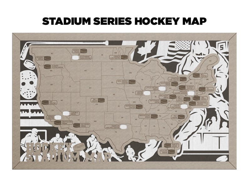 NHL Hockey Stadium Travel Map, Hockey Fan Gift - Etsy