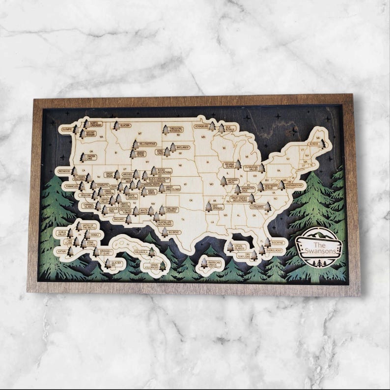Personalized USA National Parks Map | Push Pin Travel Tracker - Etsy