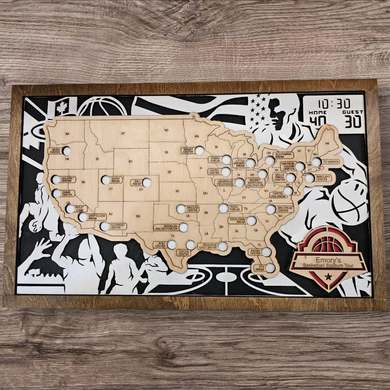 NBA Stadium Travel Map, Basketball Gift - Etsy