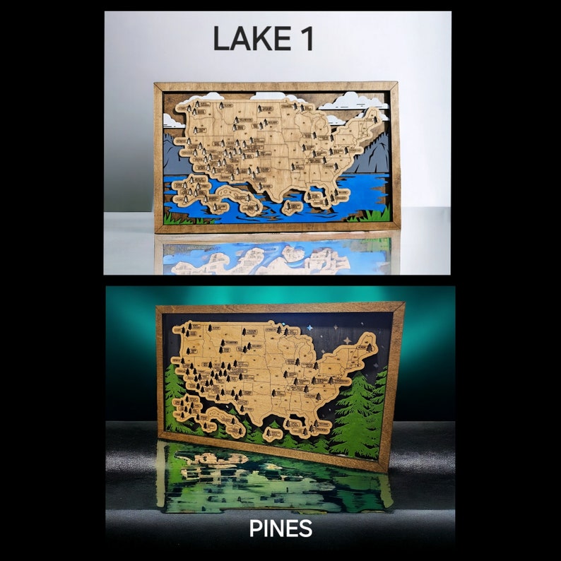 USA National Parks Map – Custom Wood Travel Map With Trees – National ...