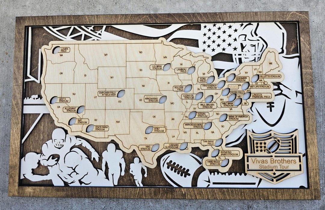 NFL Stadium Travel Map, Football Fan Gift - Etsy
