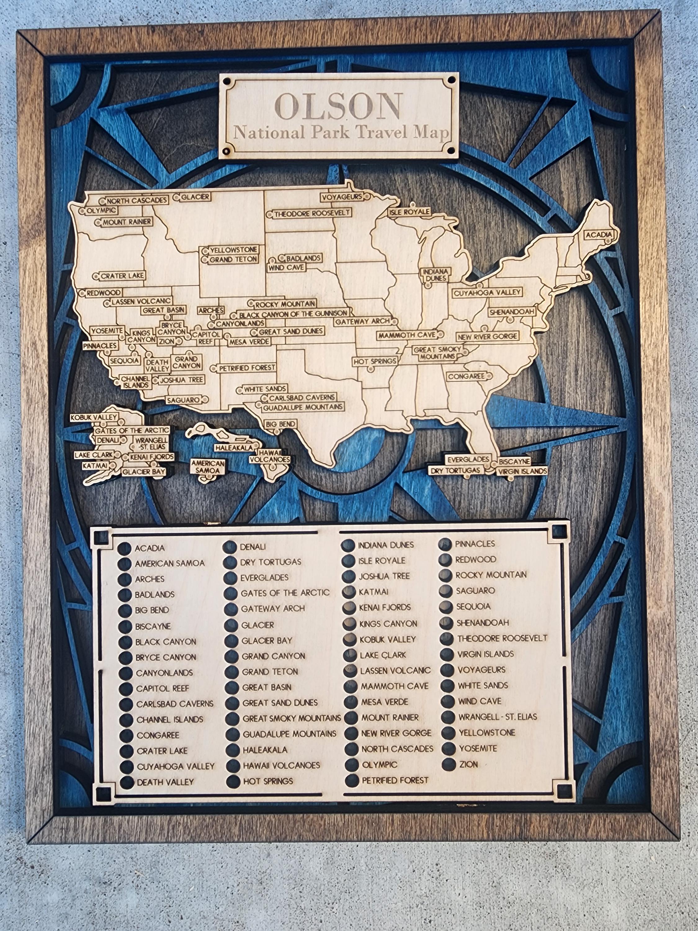 Customizable National Park Travel Map Checklist - Etsy
