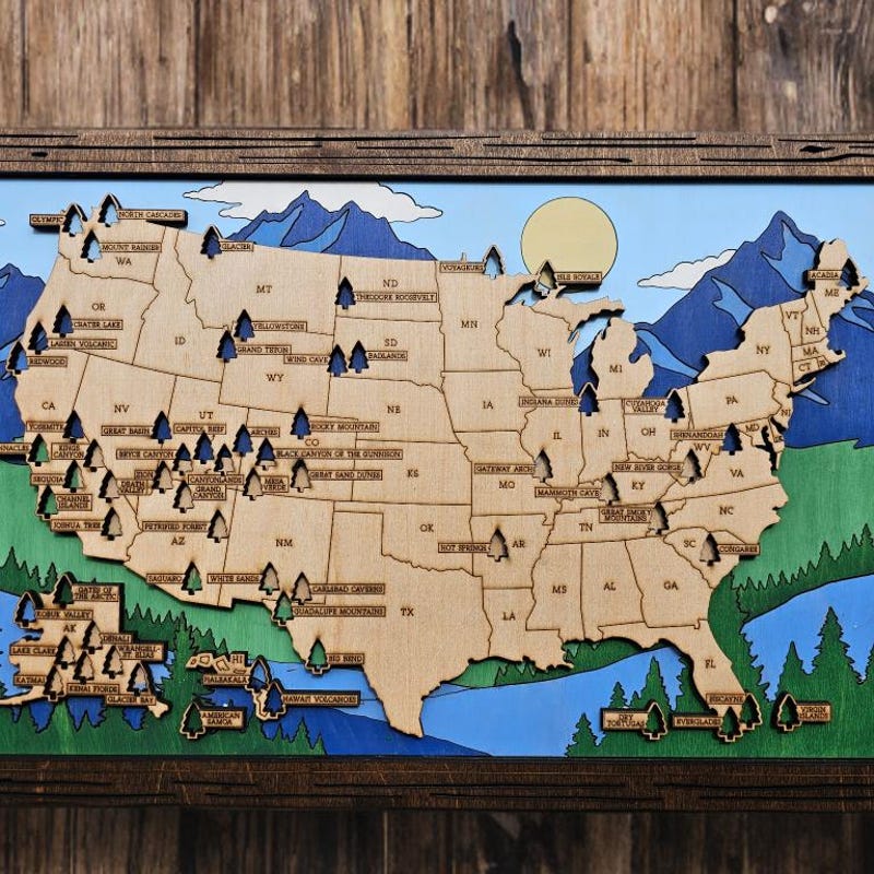 Wooden Map Pieces Wall - Etsy