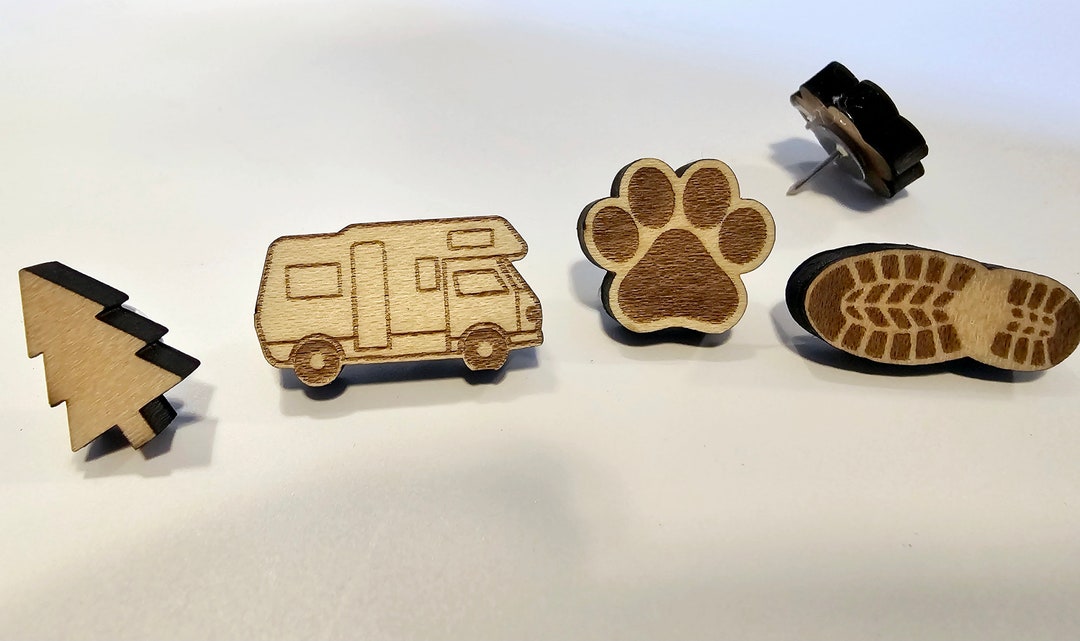 Wooden Push Pins, Tree Push Pines, Pine Tree Push Pins, Pawprint Push ...