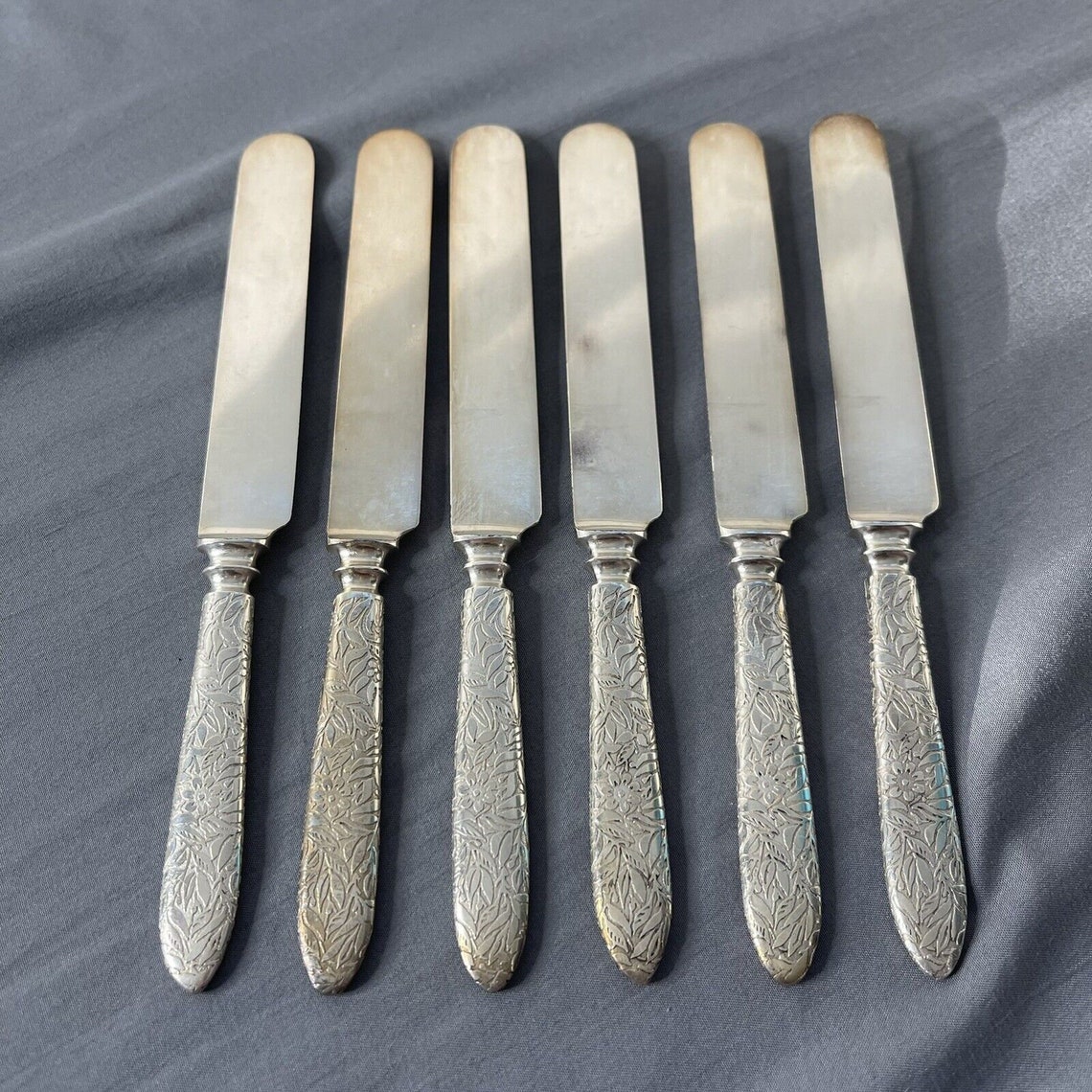 6 Butter Knives Embossed Handles 1882 Rogers Silverplate Rare Floral - Etsy