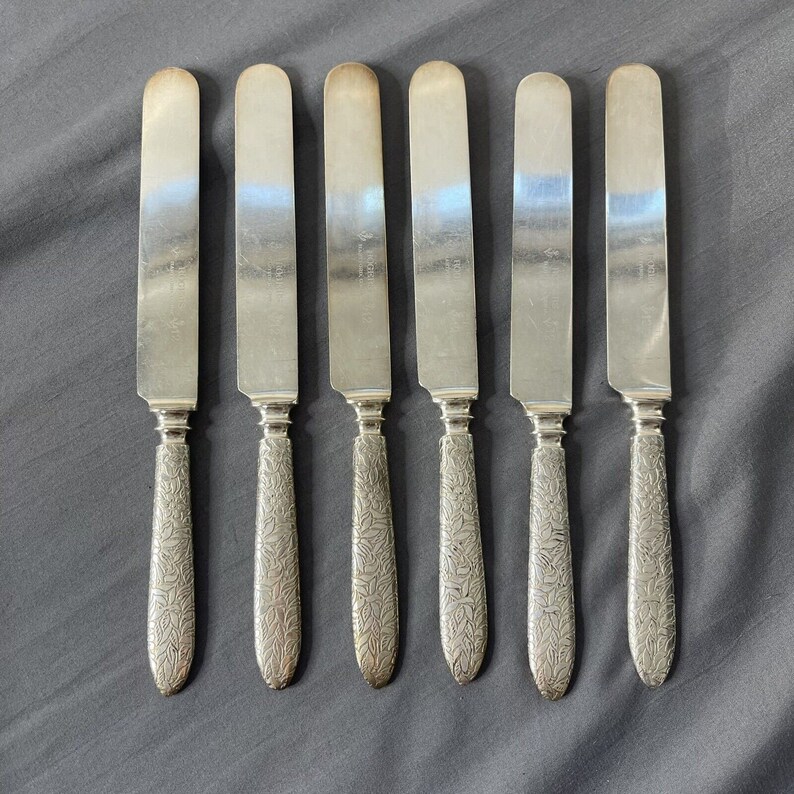 6 Butter Knives Embossed Handles 1882 Rogers Silverplate Rare Floral - Etsy