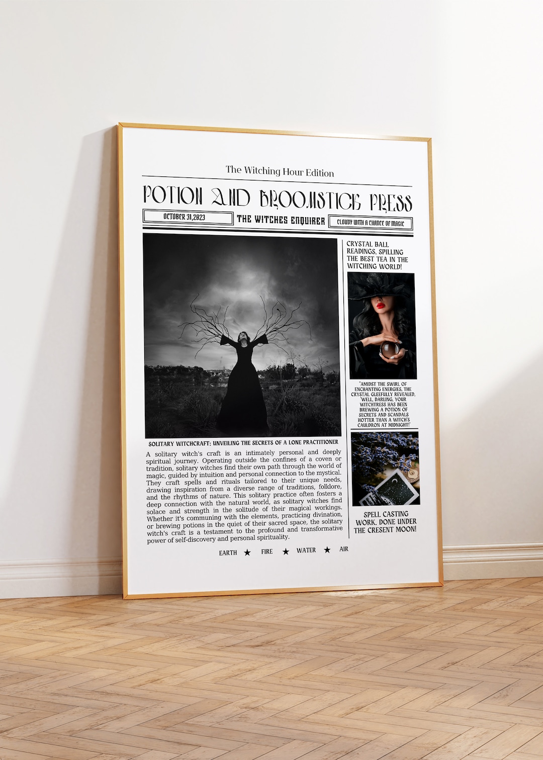 Trendy Newspaper Print, Potion & Broomstick Press, Newspaper Art Print ...