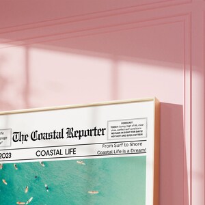 Coastal Beach Newspaper Print, Beachy Wall Art Print, Retro Wall Art ...