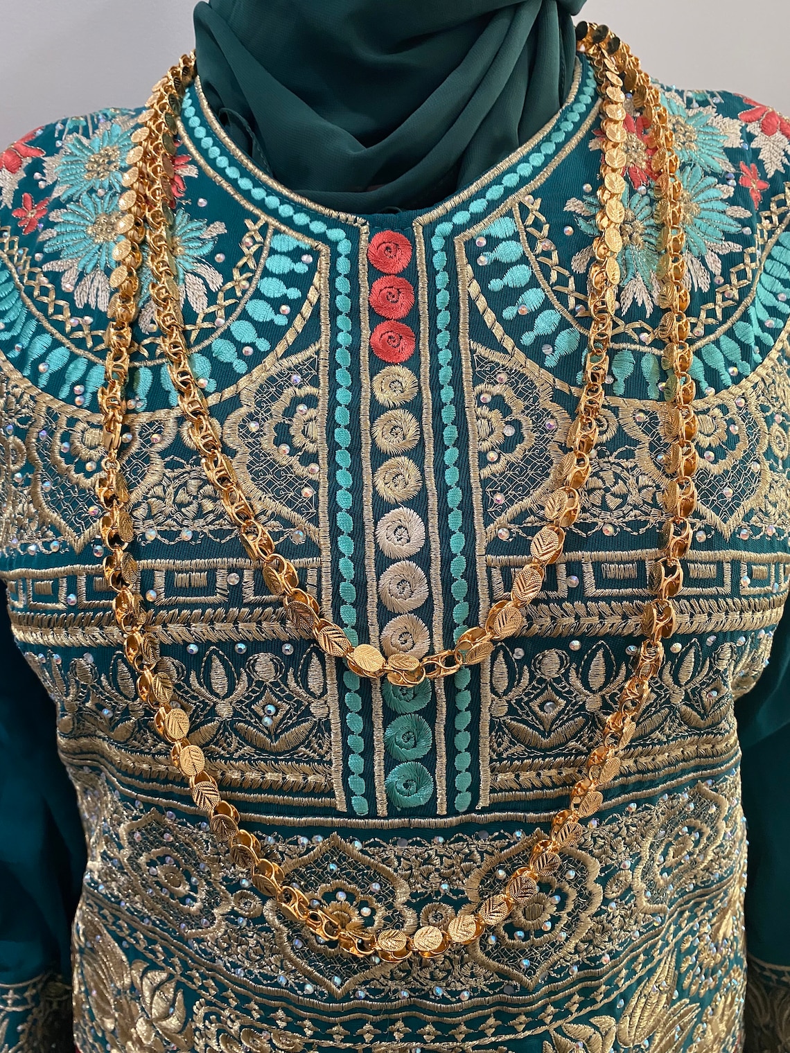 Goldplated Traditional Middle Eastern Halabi/ Yard Necklace. 8mm Thick ...