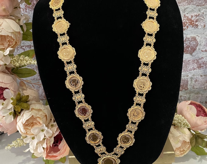 Goldplated Middle Eastern Bridal Coin Necklace, Iklada - Etsy