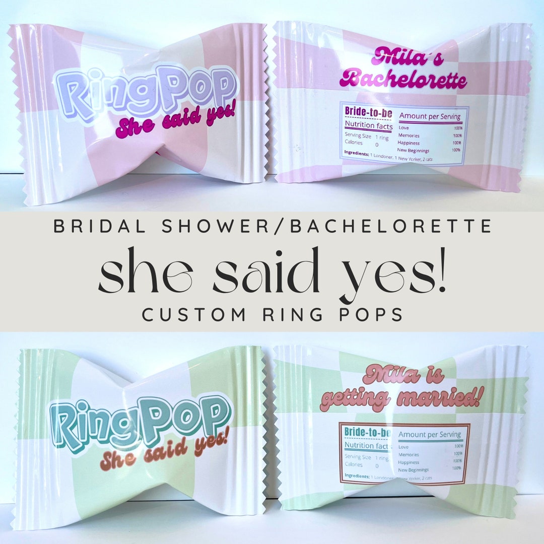Custom Ring Pop Favors (personalized for Bridal Shower/bachelorette) - Etsy