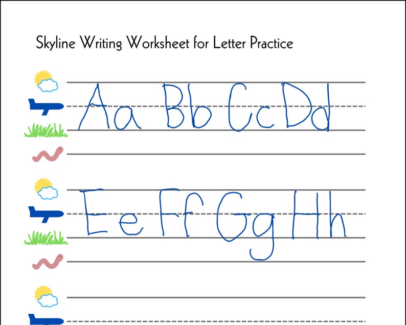 Sky Line Letter Writing Kids Letter Practice Printable - Etsy