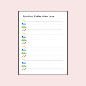 Sky Line Letter Writing Kids Letter Practice Printable - Etsy