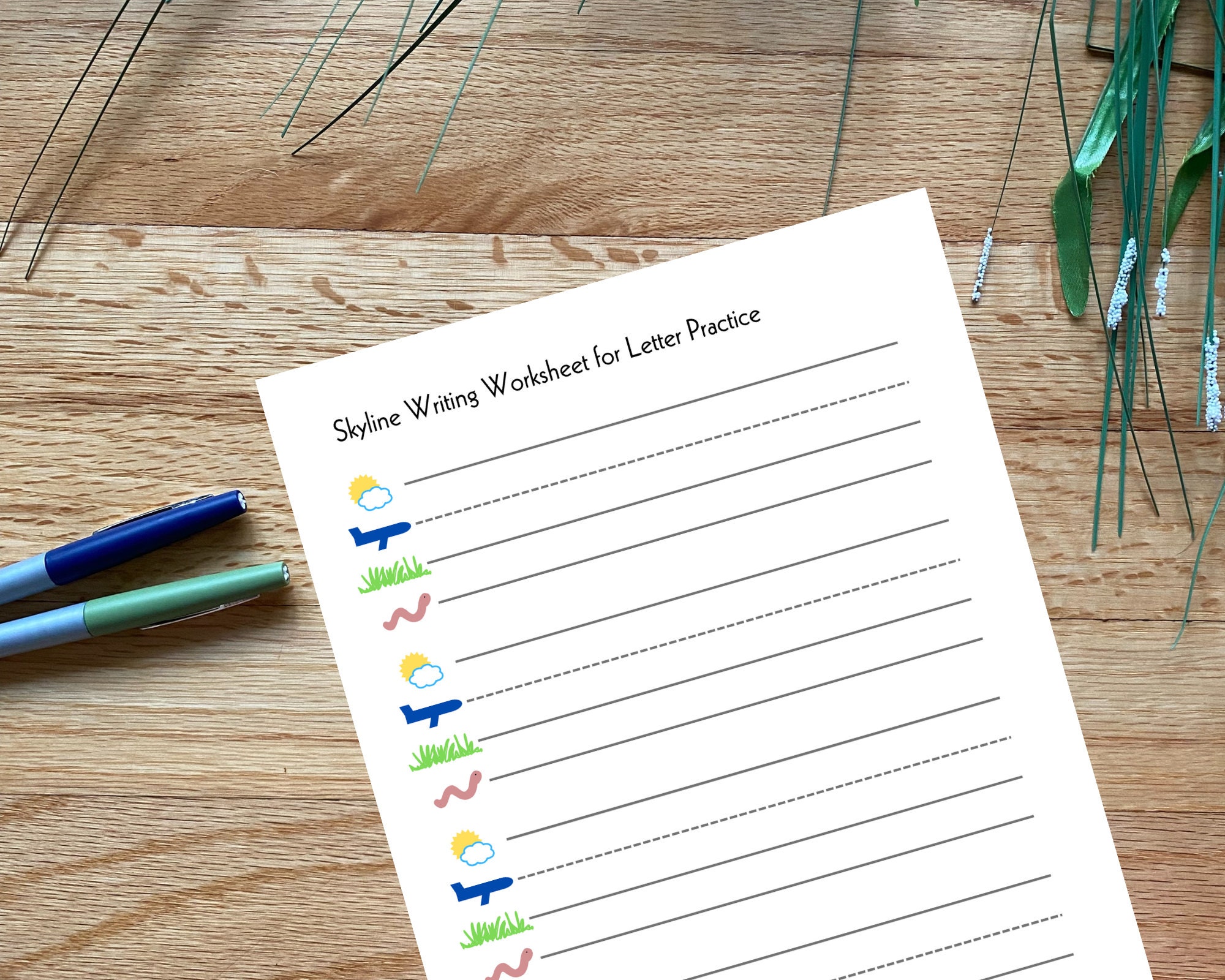 Sky Line Letter Writing Kids Letter Practice Printable - Etsy