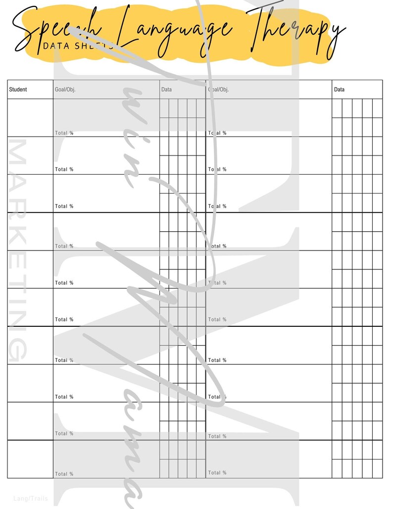 Speech Therapy Data Sheets, Speech Therapy, Data Collection, Speech ...