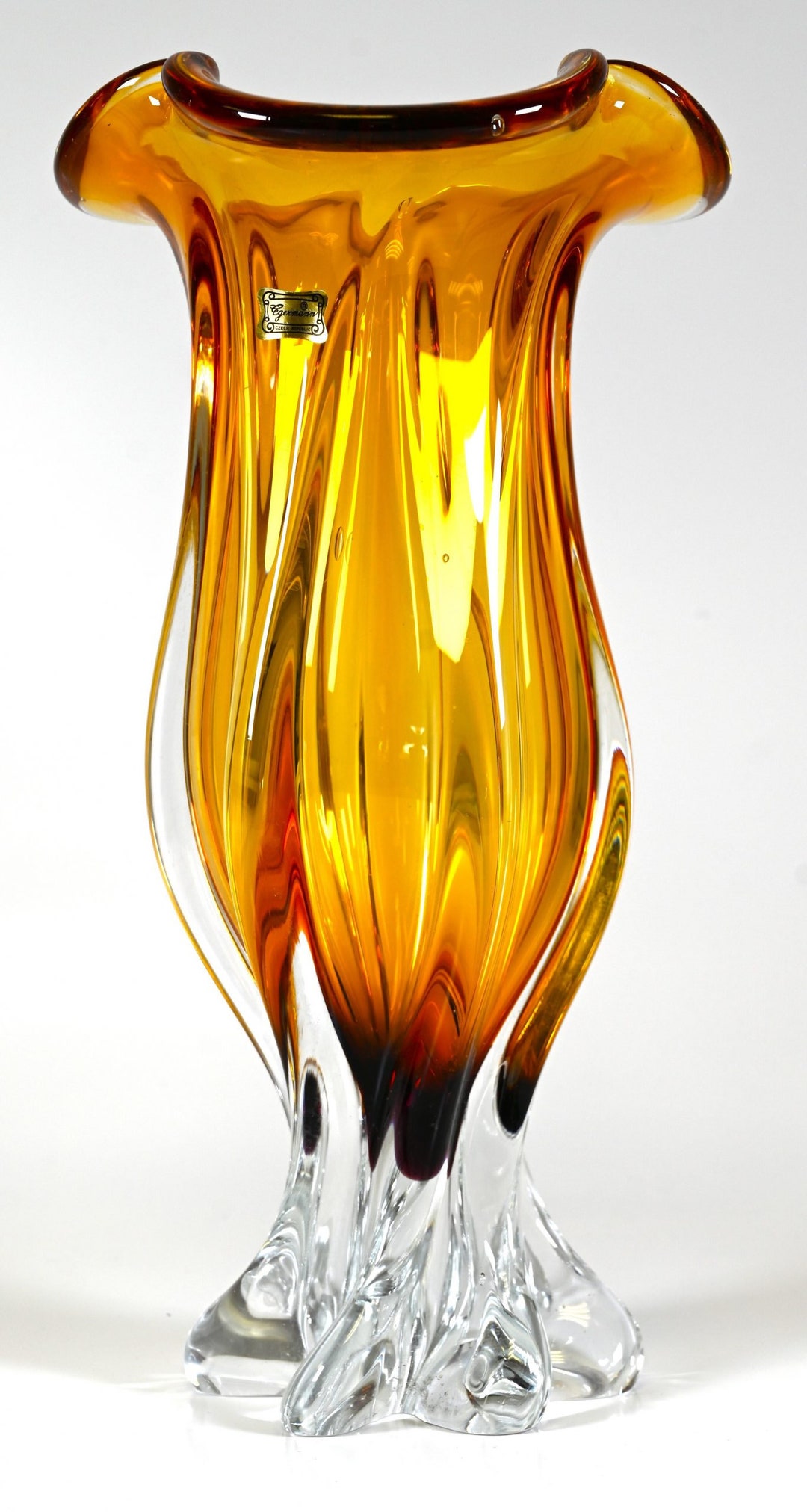 Vase Amber Crystal Solid - Etsy