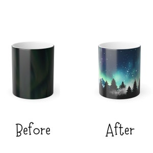 Aurora Borealis Moon Mug, Color Changing Northern Lights Cup, 11oz ...