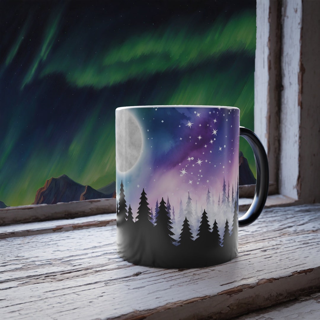 Color Changing Moon Coffee Mug, Northern Lights Celestial Moon Color ...