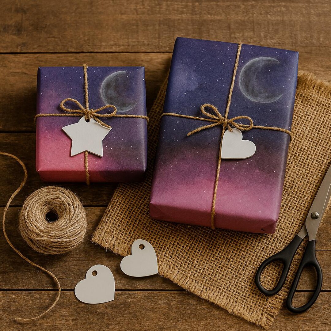 Pink Northern Lights Gift Wrap, Purple Galaxy Birthday Paper Wrap ...