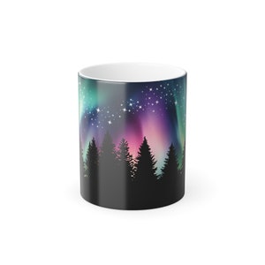 Celestial Moon Color Changing Mug, 11oz Color Morphing Northern Lights ...