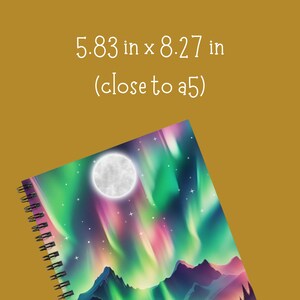 Northern Lights Moon Spiral Notebook, 118 Ruled Line Pages, Aurora ...