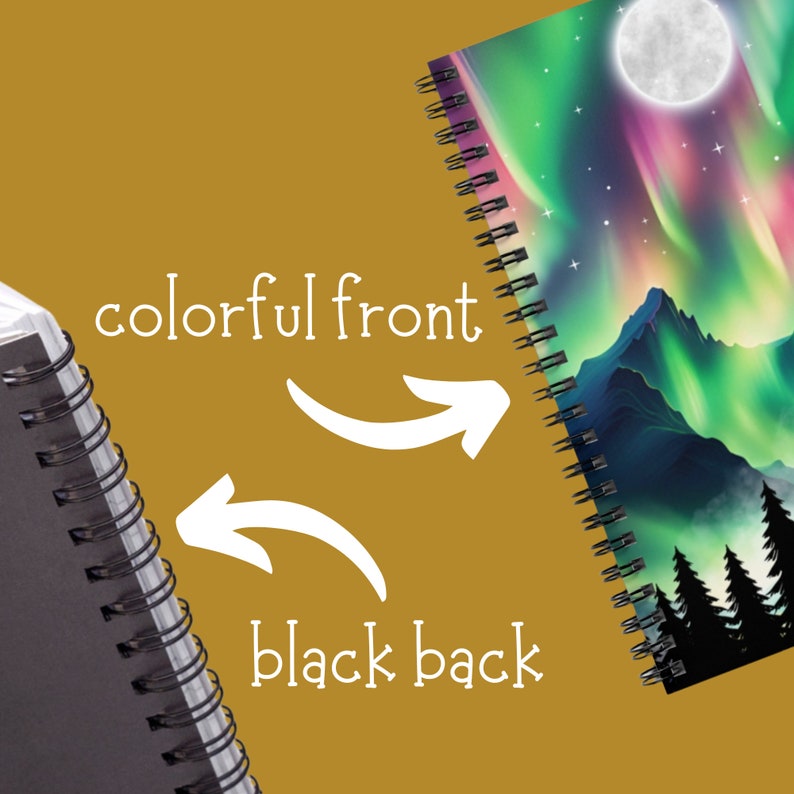 Northern Lights Moon Spiral Notebook, 118 Ruled Line Pages, Aurora ...
