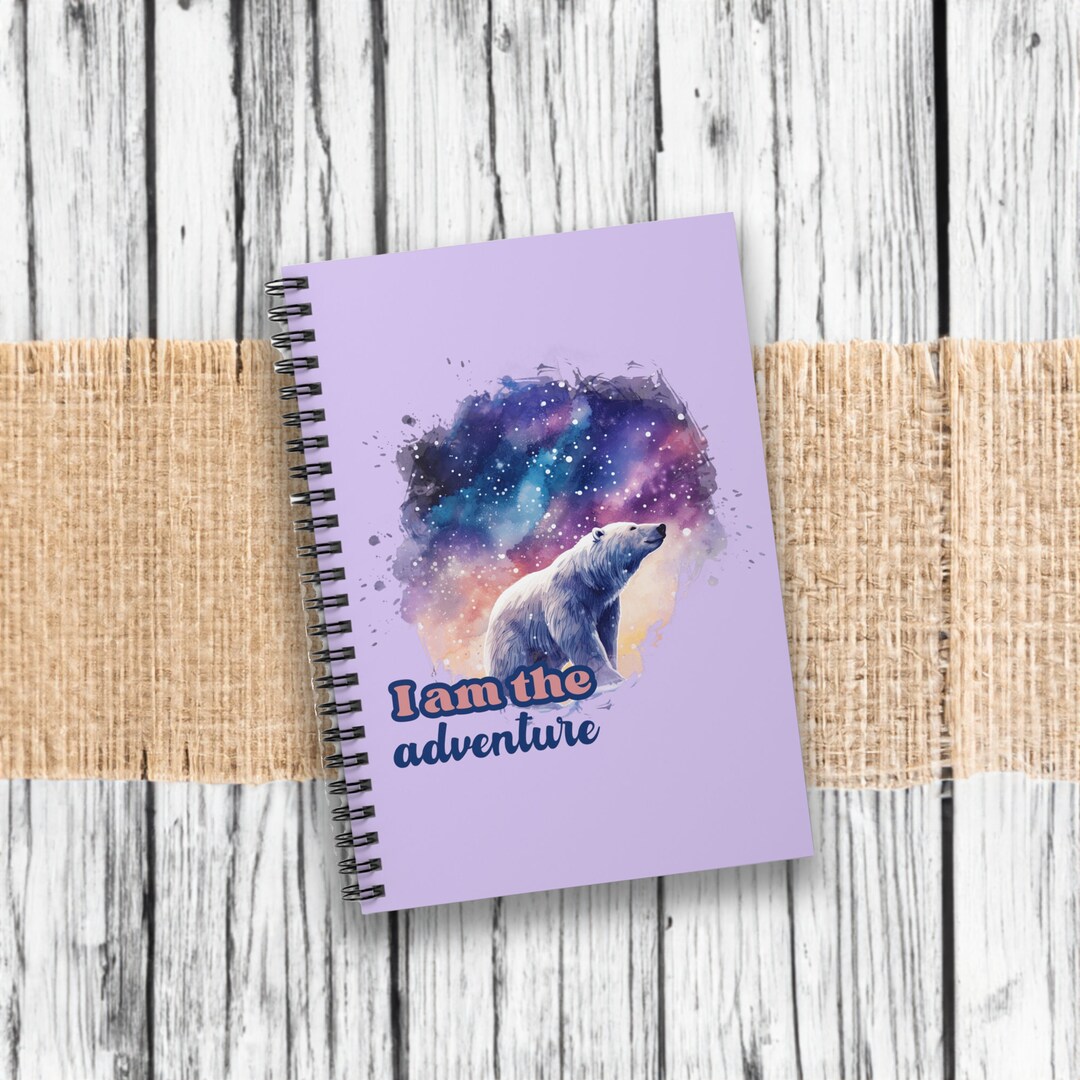 Aurora Borealis Polar Bear Notebook, Lavender Purple Northern Lights ...