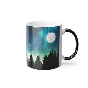 Aurora Borealis Moon Mug, Color Changing Northern Lights Cup, 11oz ...