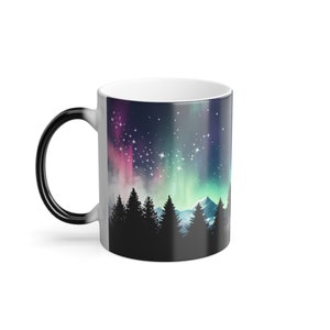 Aurora Borealis Moon Mug, Color Changing Northern Lights Cup, 11oz ...