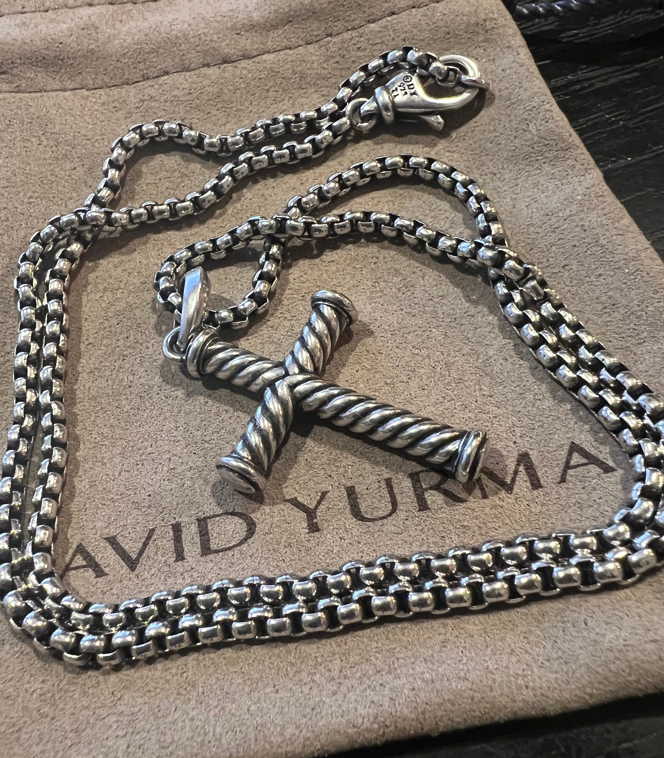 David Yurman Cable Cross Pendant and 21 Box Chain in Sterling Silver - Etsy