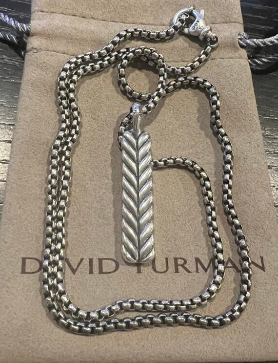 David Yurman Chevron Ingot Tag Pendant and 24” box ch… - Gem