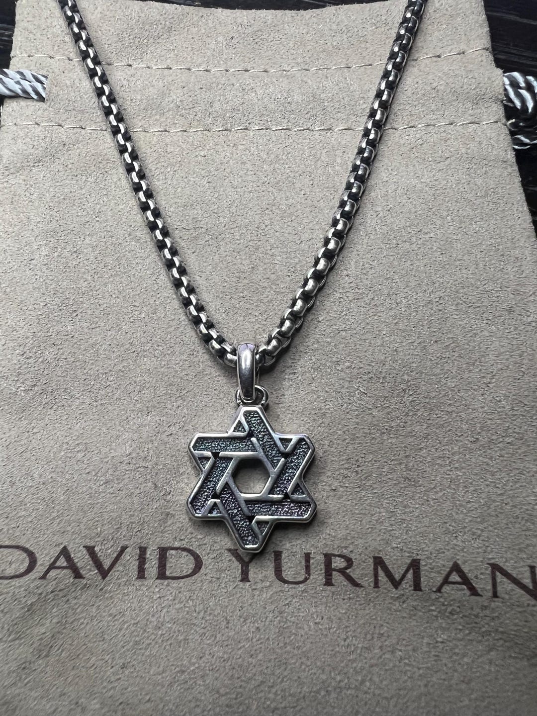 David Yurman Star of David and 21” 2.77mm Box Chain in Sterling Silver ...