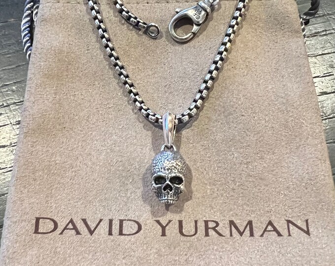 David Yurman Skull Amulet and 21” Box Chain in Sterling Silver - Etsy