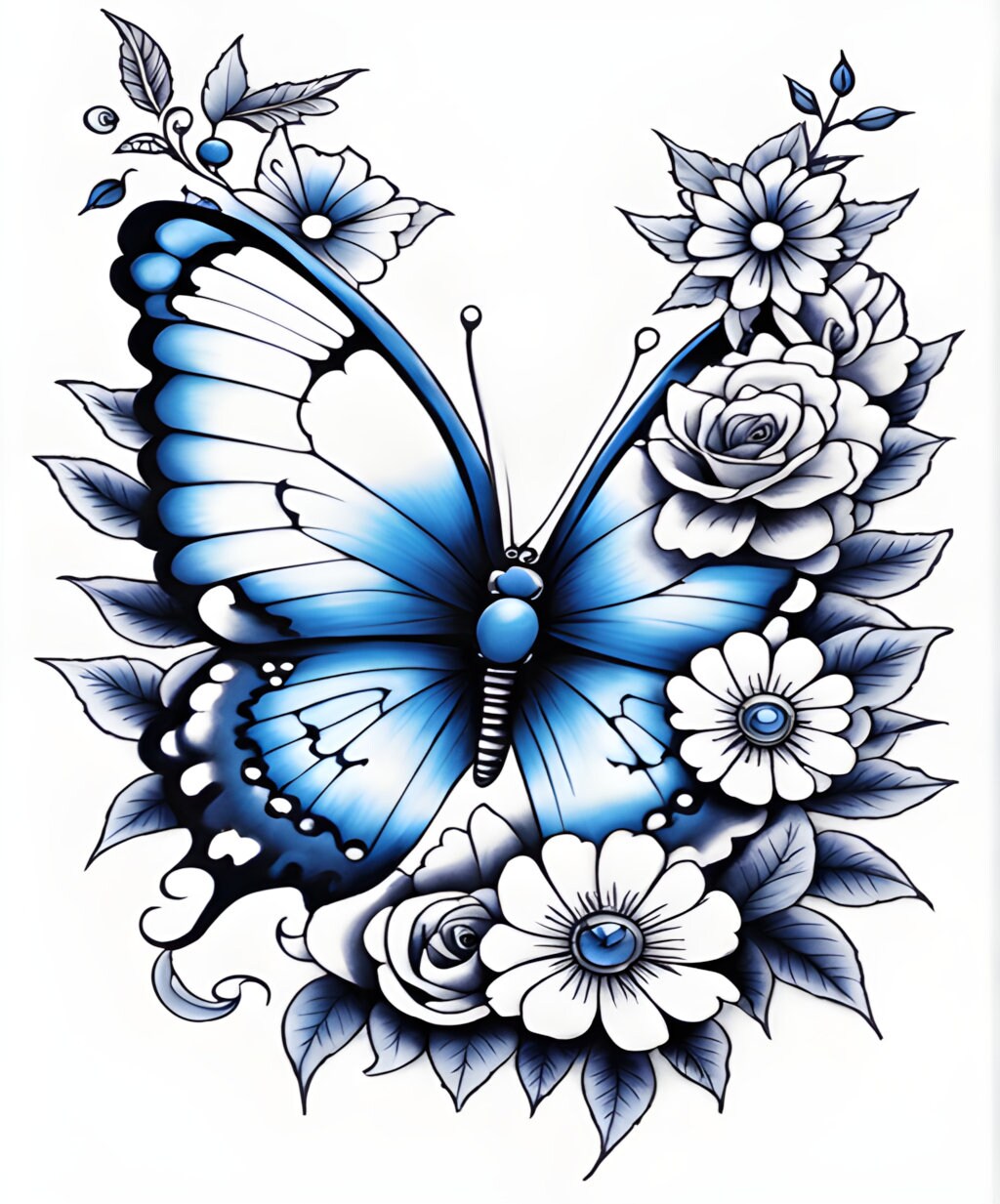 Collection of 8 Butterfly Tattoo Art Designs by RJ Derby - Etsy