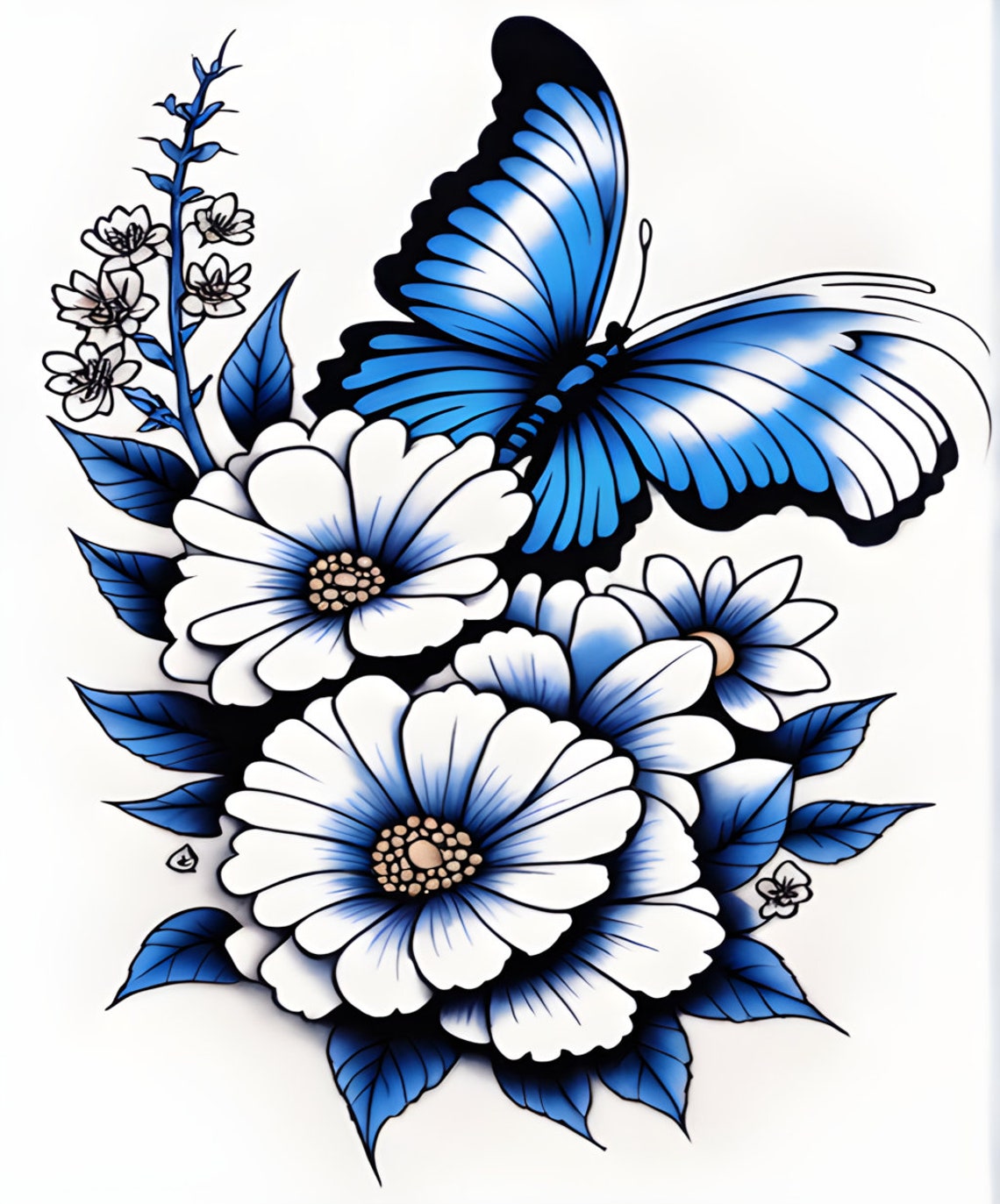 Collection of 8 Butterfly Tattoo Art Designs by RJ Derby - Etsy