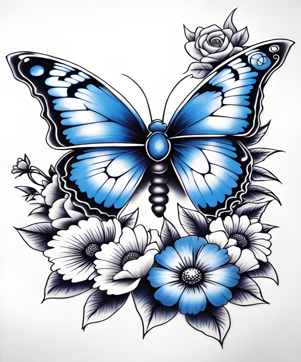 Collection of 8 Butterfly Tattoo Art Designs by RJ Derby - Etsy