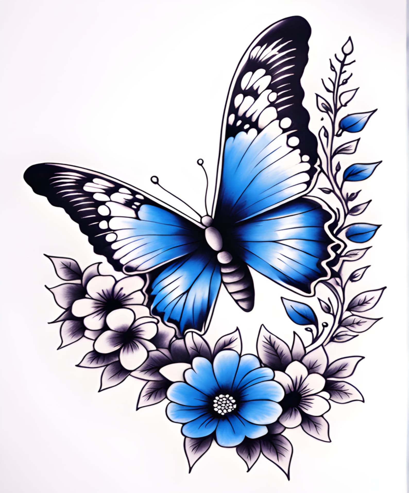 Collection of 8 Butterfly Tattoo Art Designs by RJ Derby - Etsy
