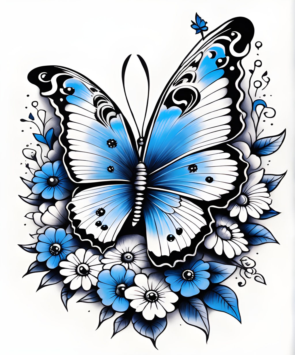 Collection of 8 Butterfly Tattoo Art Designs by RJ Derby - Etsy