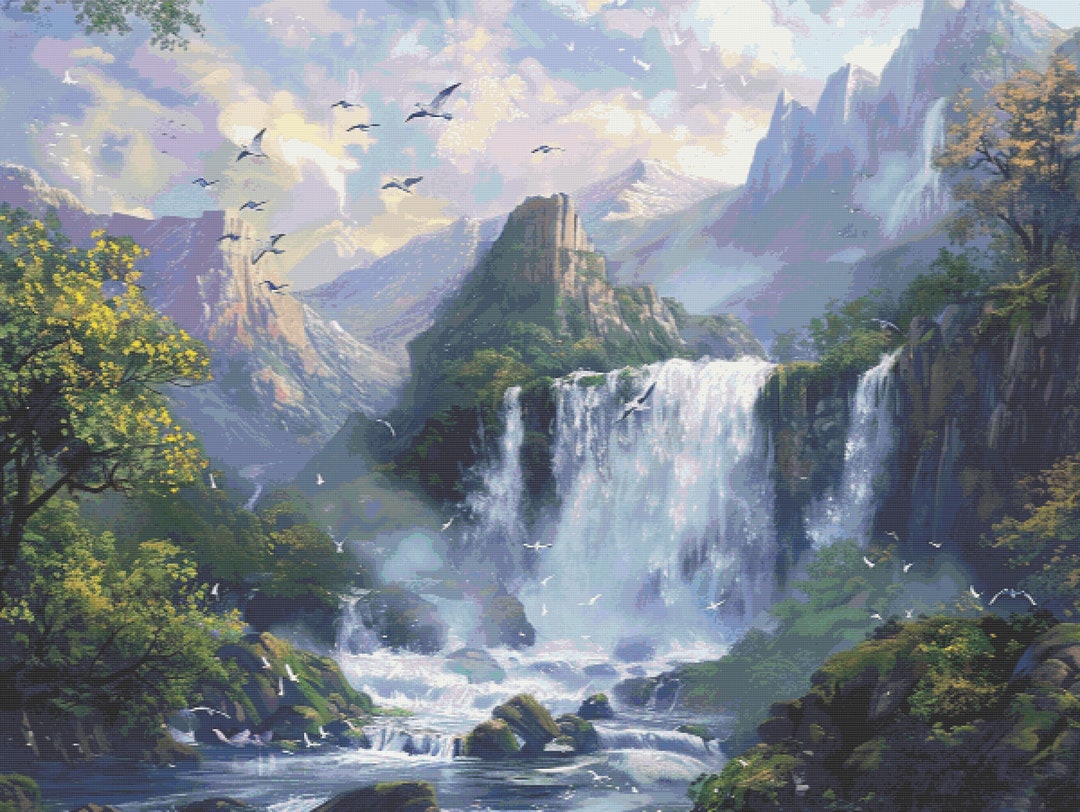 Waterfall Cross Stitch Pattern | Pattern Keeper Compatible | Instant ...