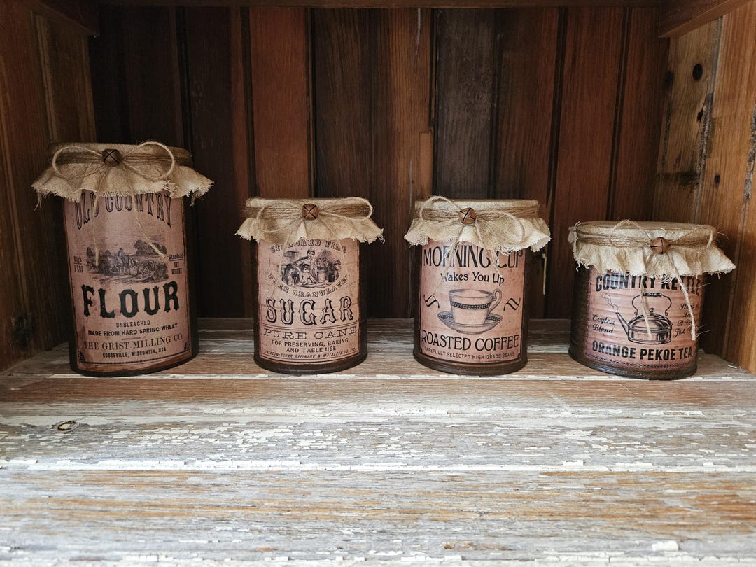 Faux Primitive Canister Set for Display - Etsy