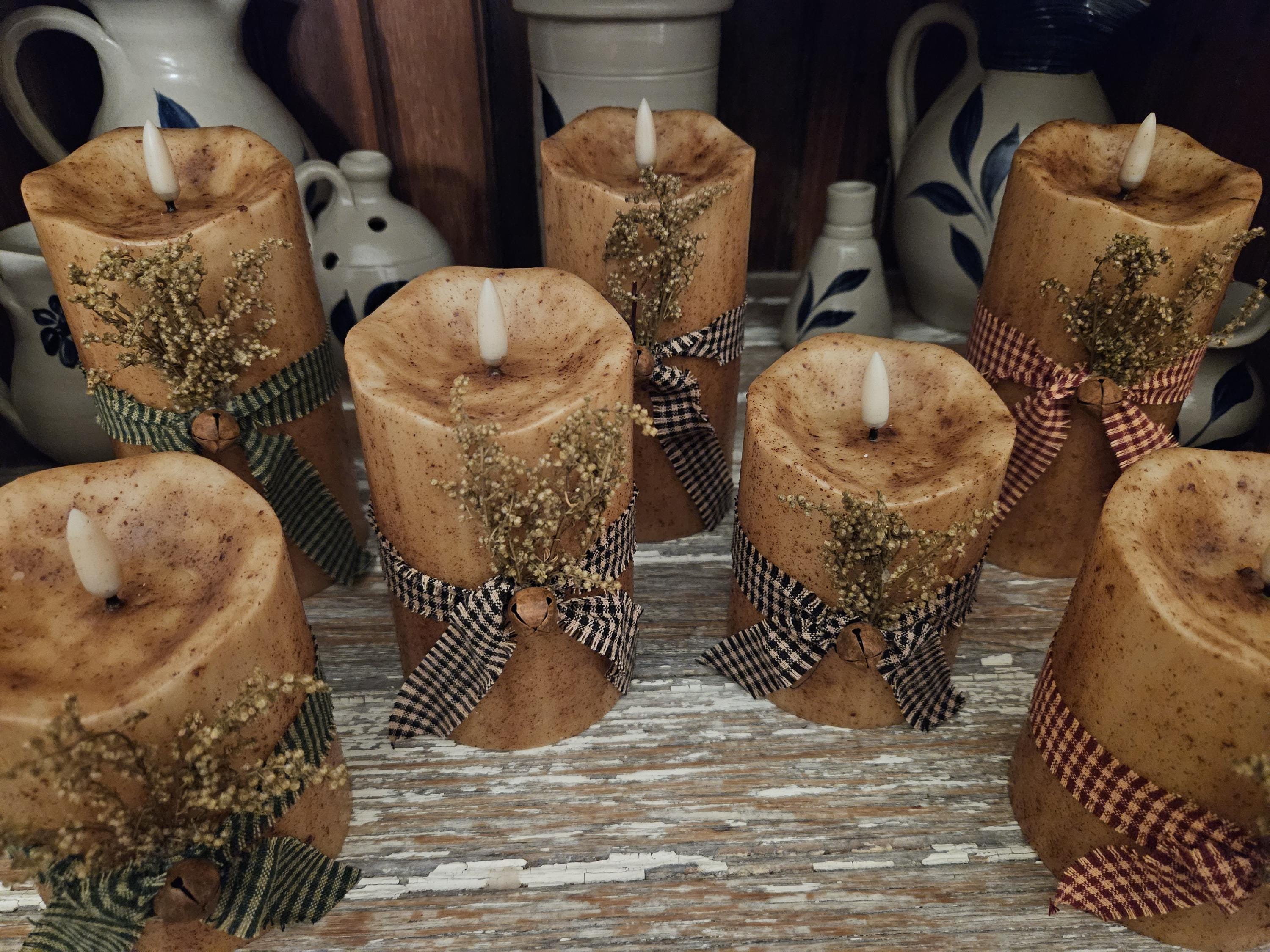 Primitive Battery Operated Candles - LIGHT GRUNGE - Etsy