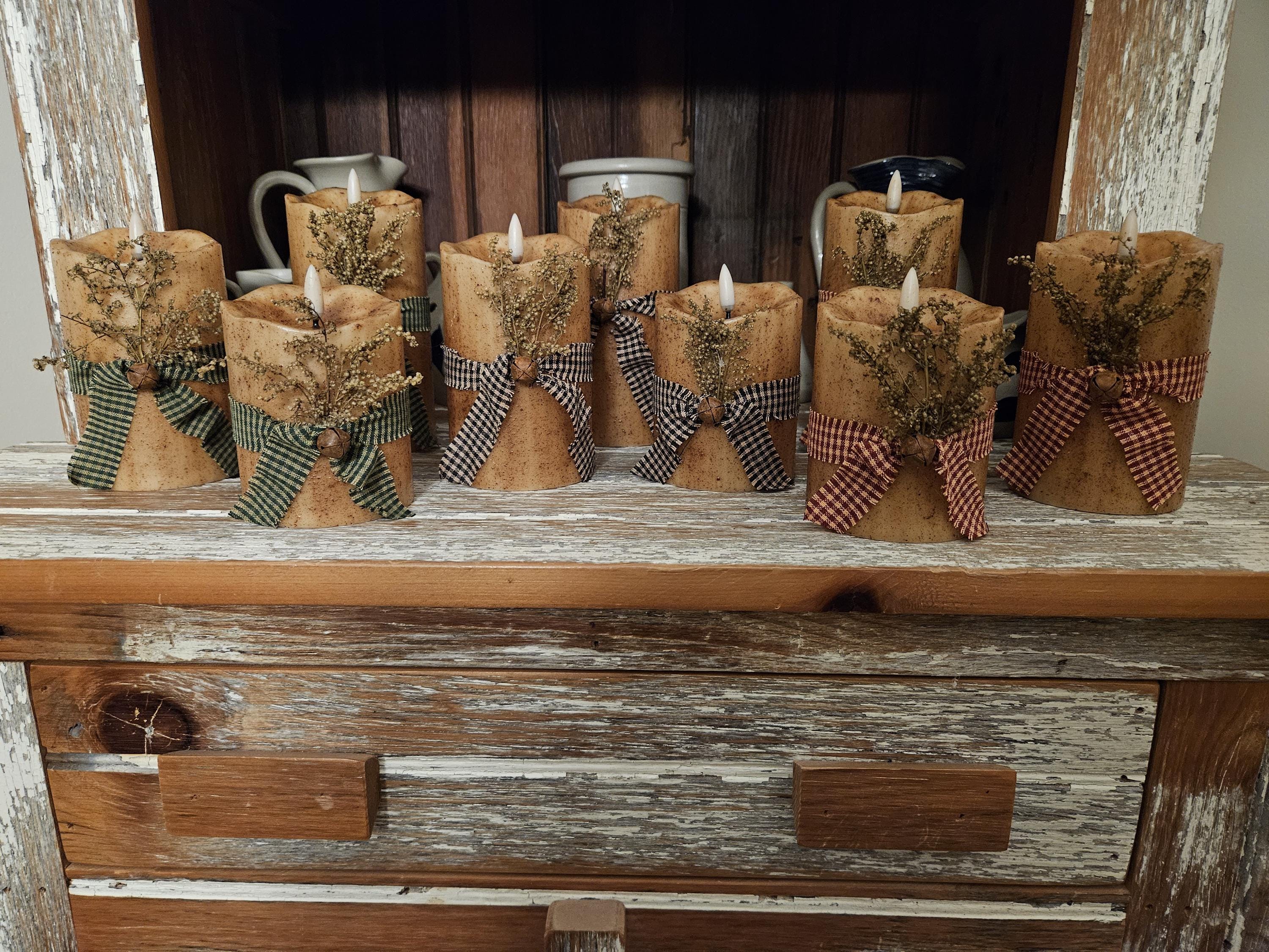 Primitive Battery Operated Candles - LIGHT GRUNGE - Etsy