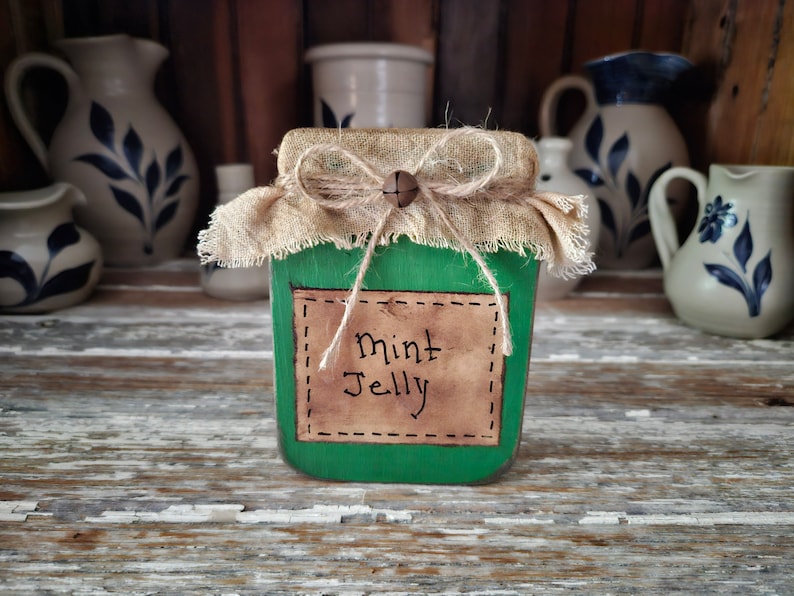 Wood Mason Jelly, & Jam Jar Primitive Shelf Sitters - Etsy