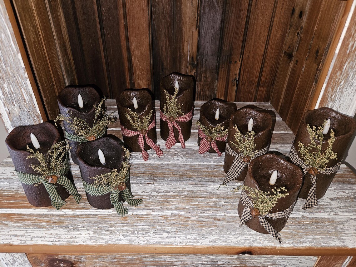 Primitive Battery Operated Candles- DARK GRUNGE - Etsy