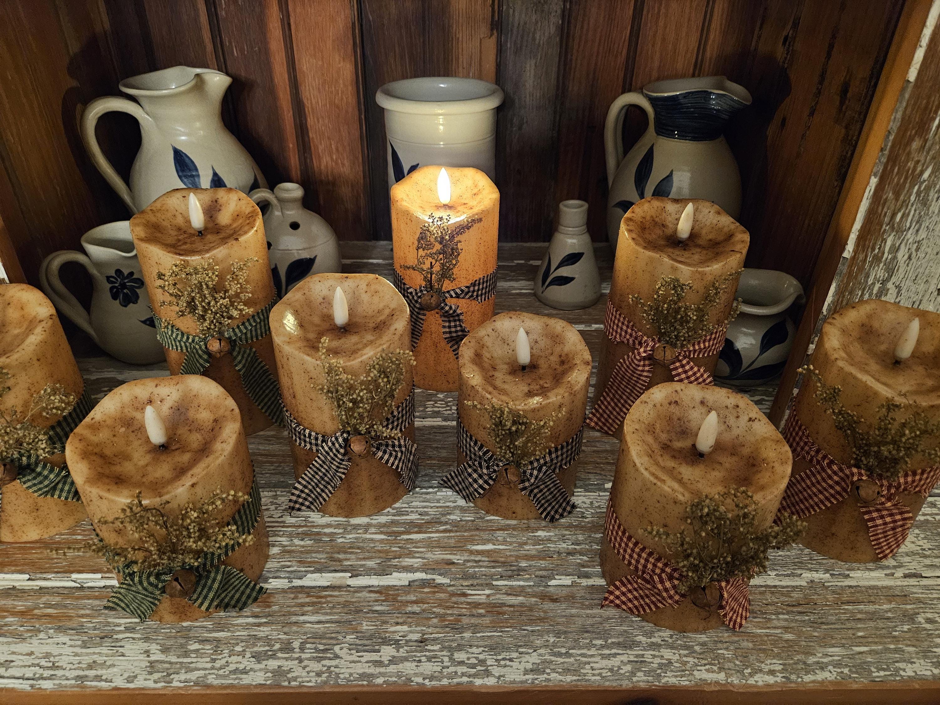 Primitive Battery Operated Candles - LIGHT GRUNGE - Etsy