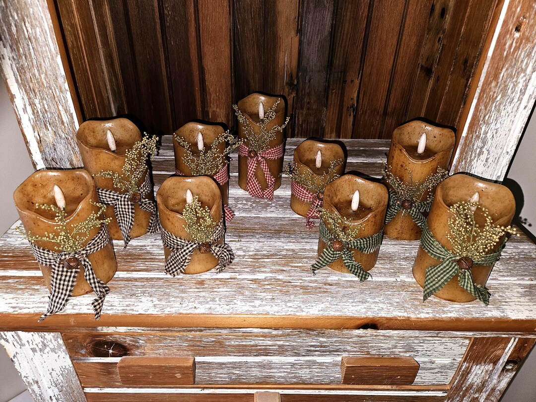 Primitive Battery Operated Candles - LIGHT GRUNGE - Etsy