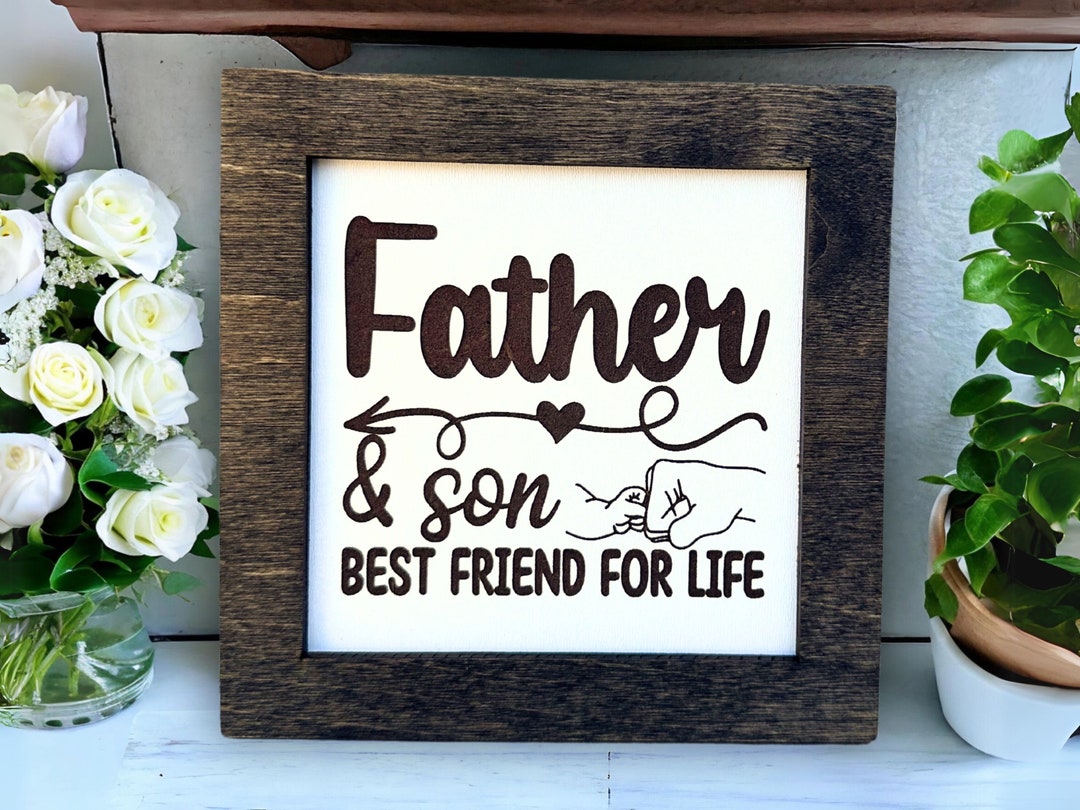 Father and Son Gift Best Friends for Life Wood Sign, Dad and Son Fist ...