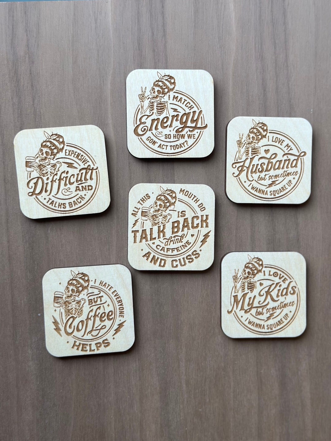 Set of 6 Female Skeleton Magnets, Funny Adult Puns, Humorous ...
